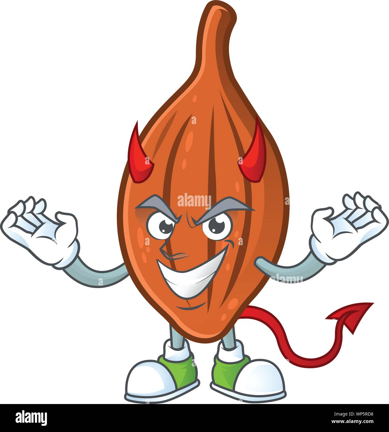 Devil choco almond cartoon character on white background Stock Vector ...