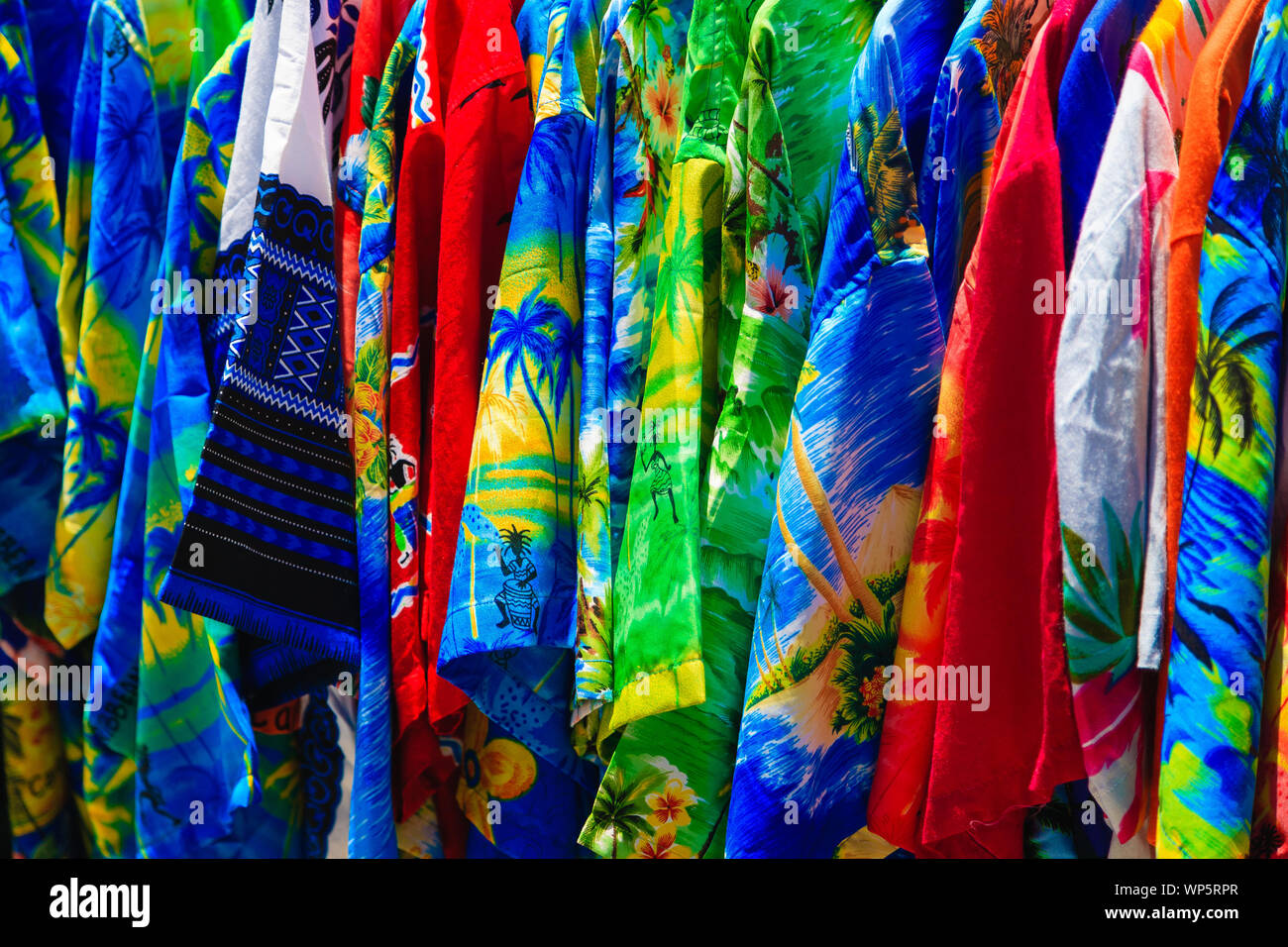 Colorful shirts at a street store, St. Thomas, USVI Stock Photo - Alamy