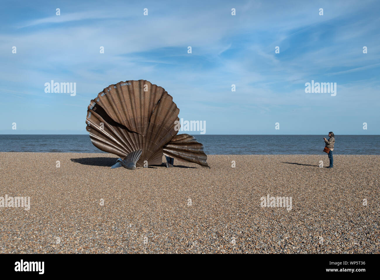 Scallop shell sculpture at Aldeburgh beach, Suffolk Stock Photo - Alamy