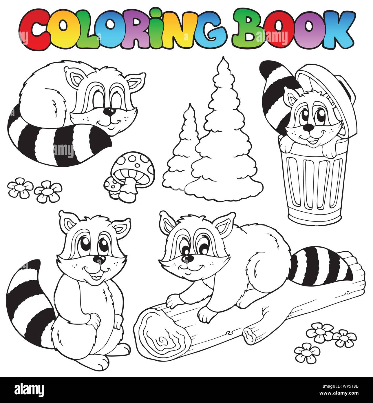 Coloring book with cute racoons Stock Vector Image & Art - Alamy