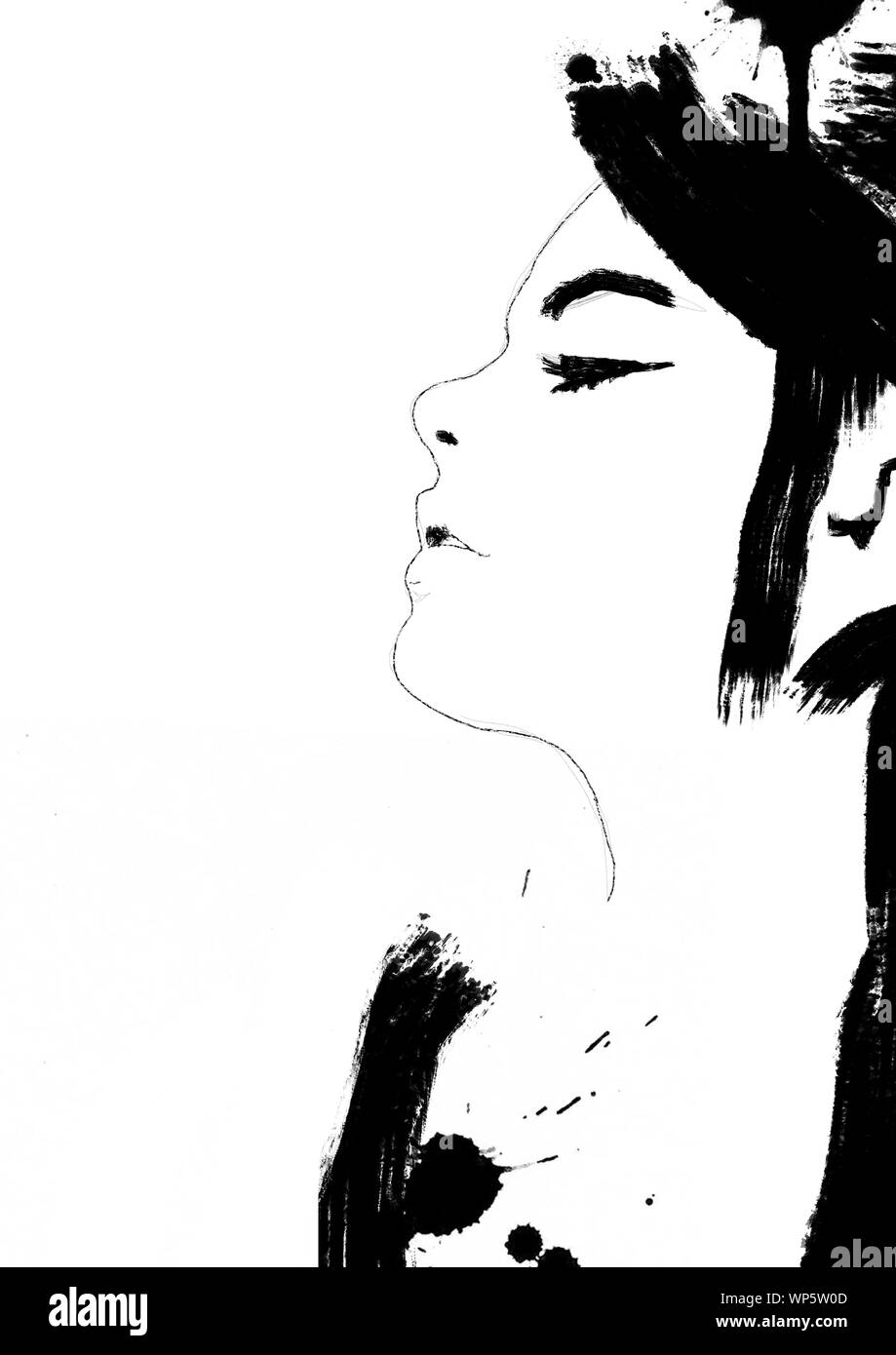 Realistic painting portrait Black and White Stock Photos & Images - Alamy