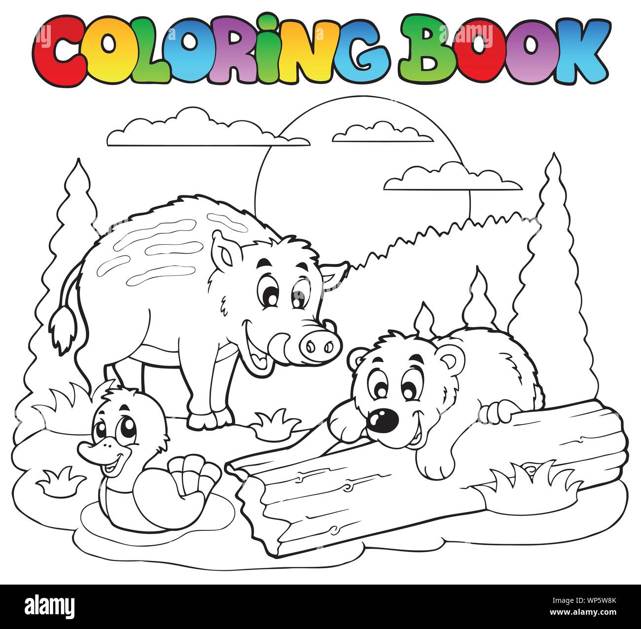 Coloring book with happy animals 2 Stock Vector Image & Art - Alamy