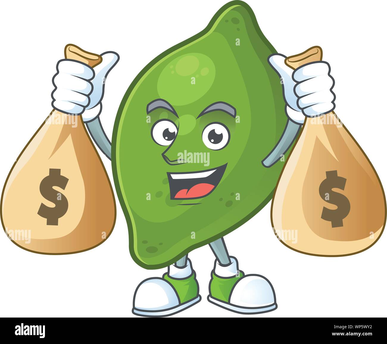 With money bag lime fruit character on white background Stock Vector ...