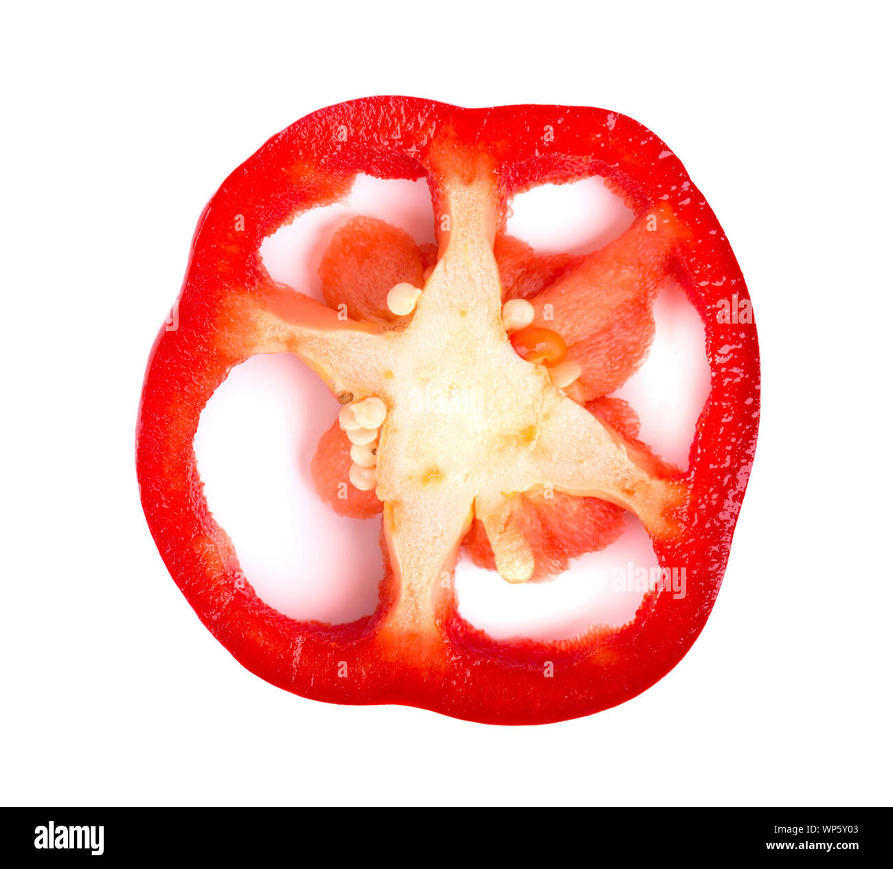 Slice of red bell pepper isolated on white background. Paprika slice ...