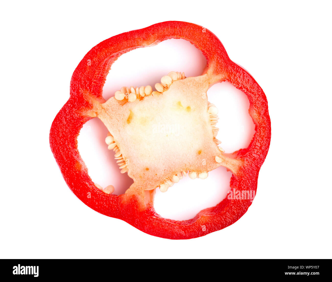 Slice of red bell pepper isolated on white background. Paprika slice ...
