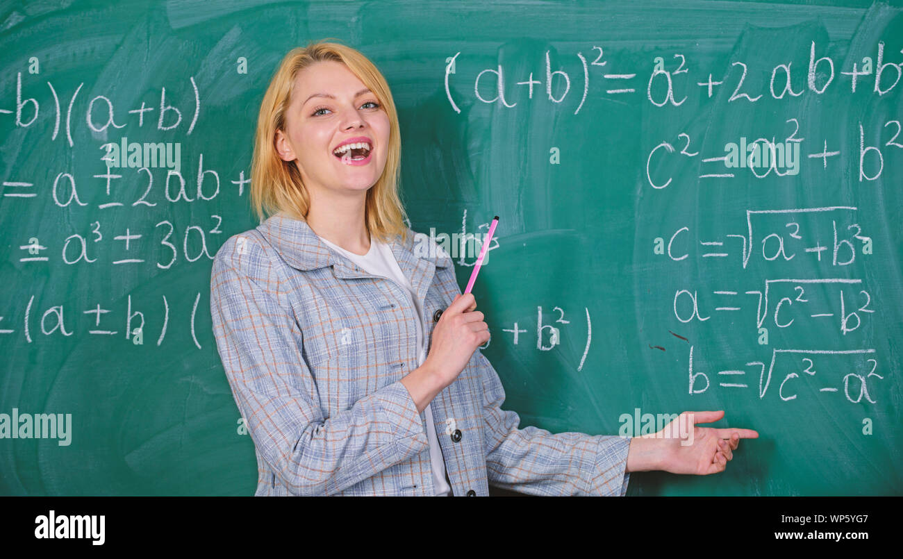 Confident in her knowledge. Home schooling. happy woman. teacher on ...