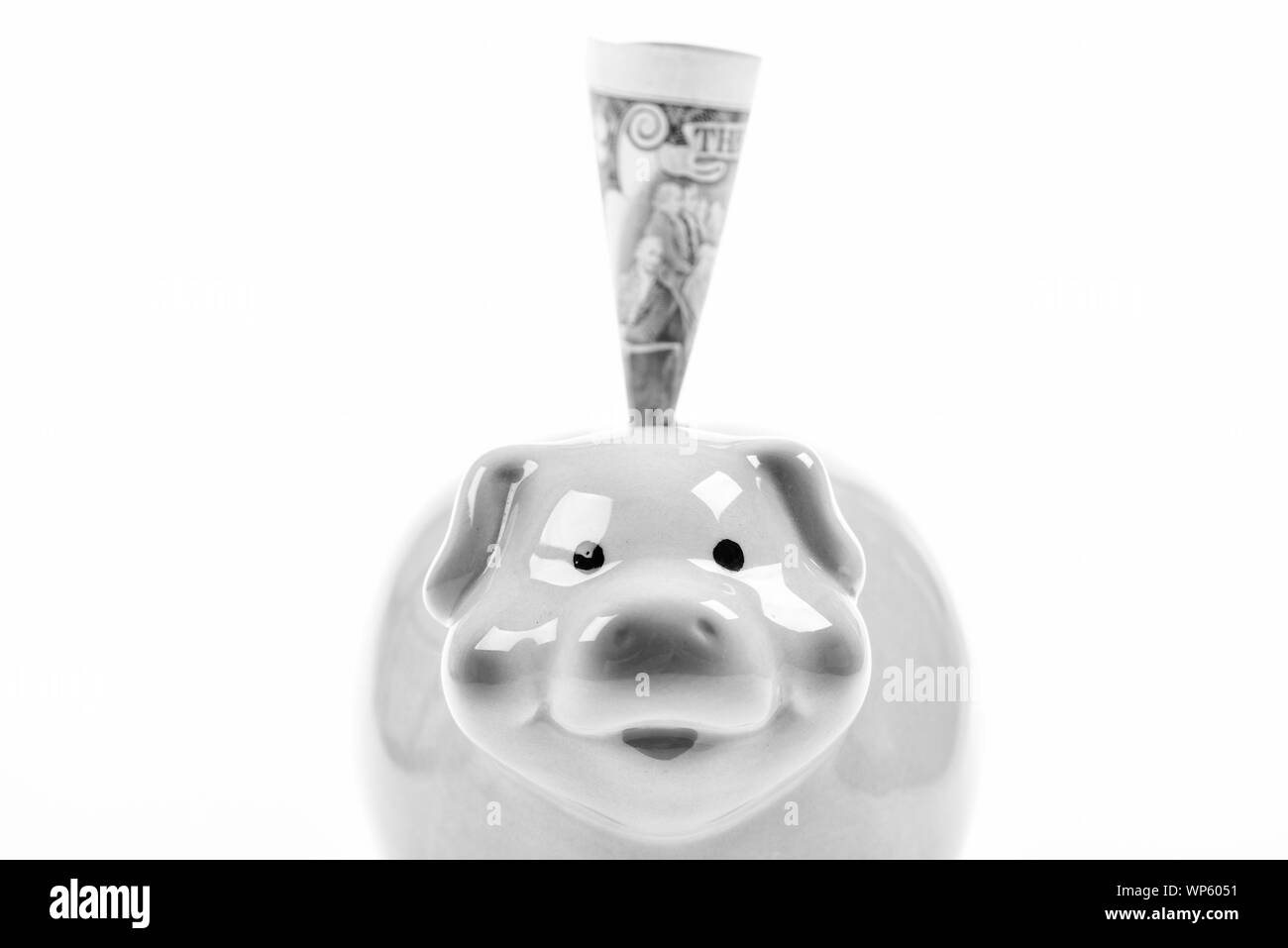 Money education piggy bank Black and White Stock Photos & Images - Alamy
