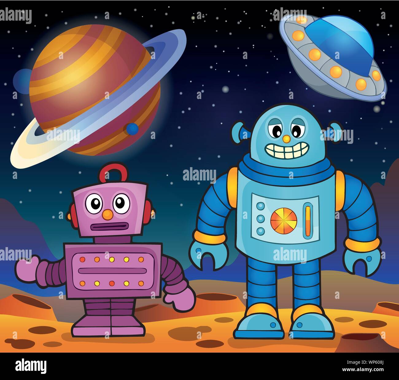 Space theme with robots 2 Stock Vector Image & Art - Alamy