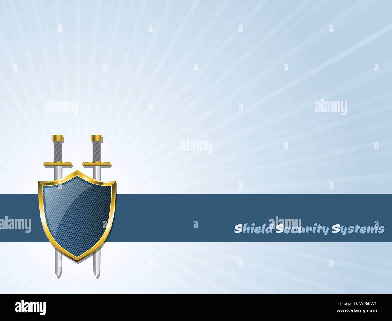 Blue striped shield with two swords icon design Stock Vector Image ...