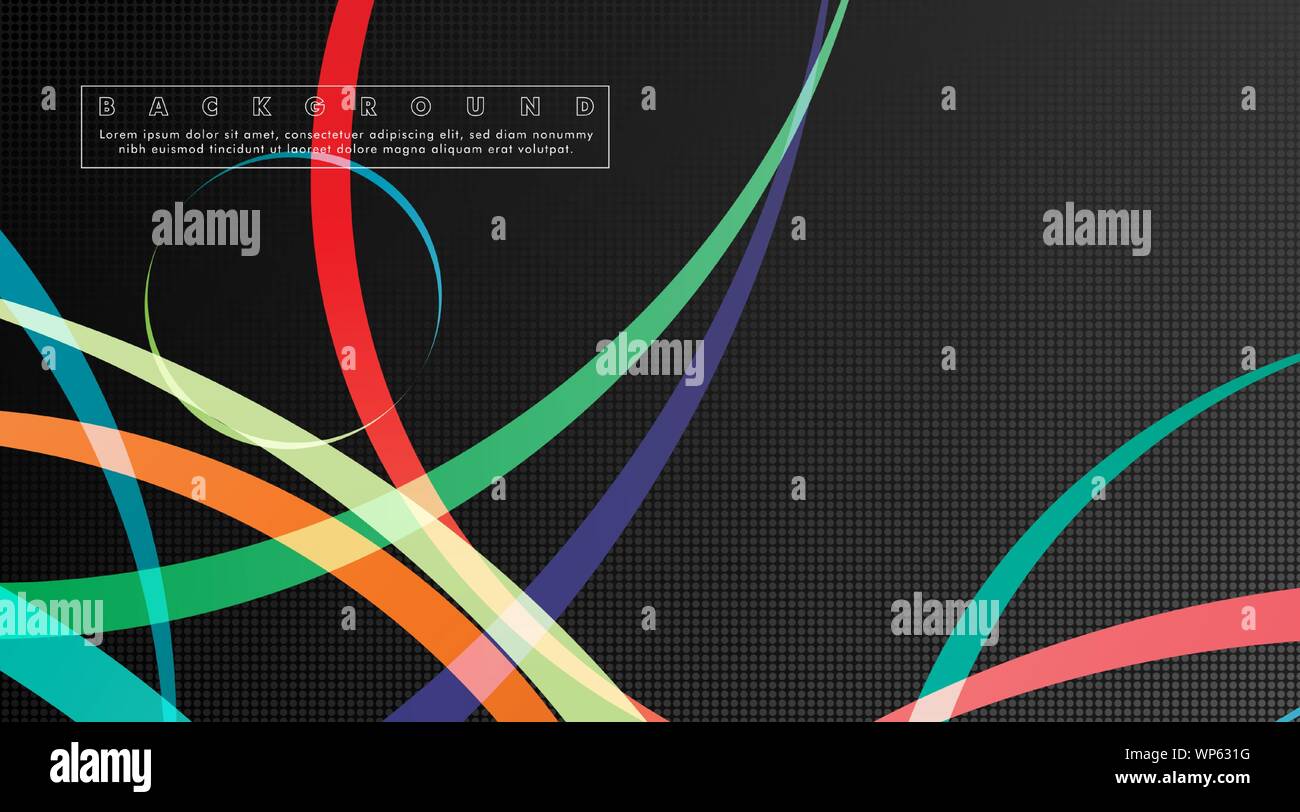 Curved abstract design with the background concept of a dark circle ...