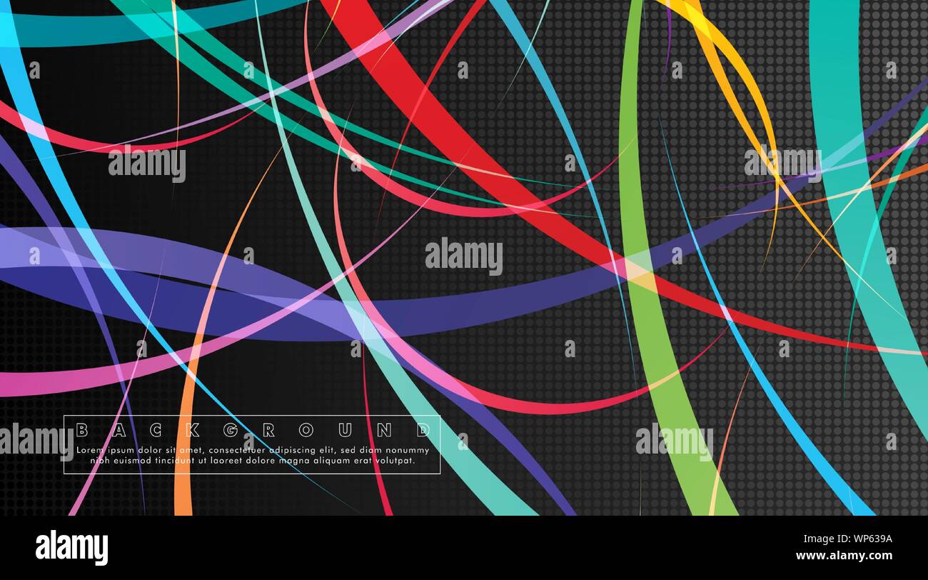 Curved abstract design with the background concept of a dark circle ...