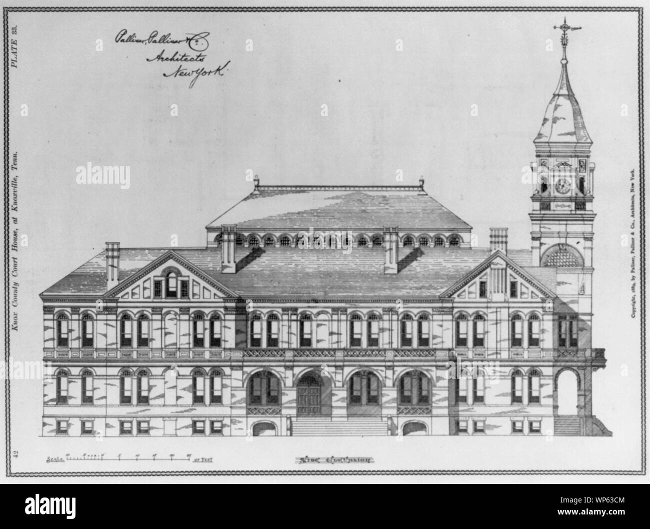 Knox County Court House, at Knoxville, Tenn.: Side elevation - plate 33 ...