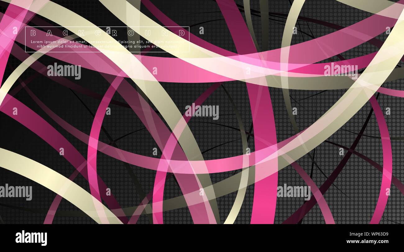 Curved abstract design with the background concept of a dark circle ...