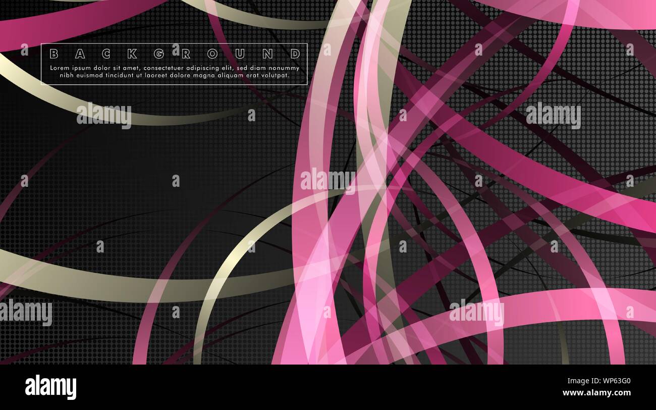 Curved abstract design with the background concept of a dark circle ...