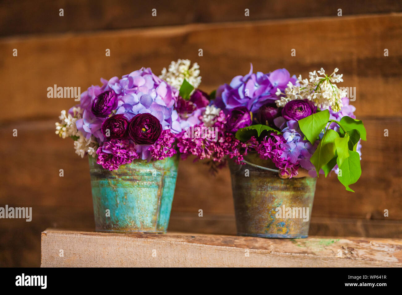 Floral bouquet in a barn setting Stock Photo - Alamy