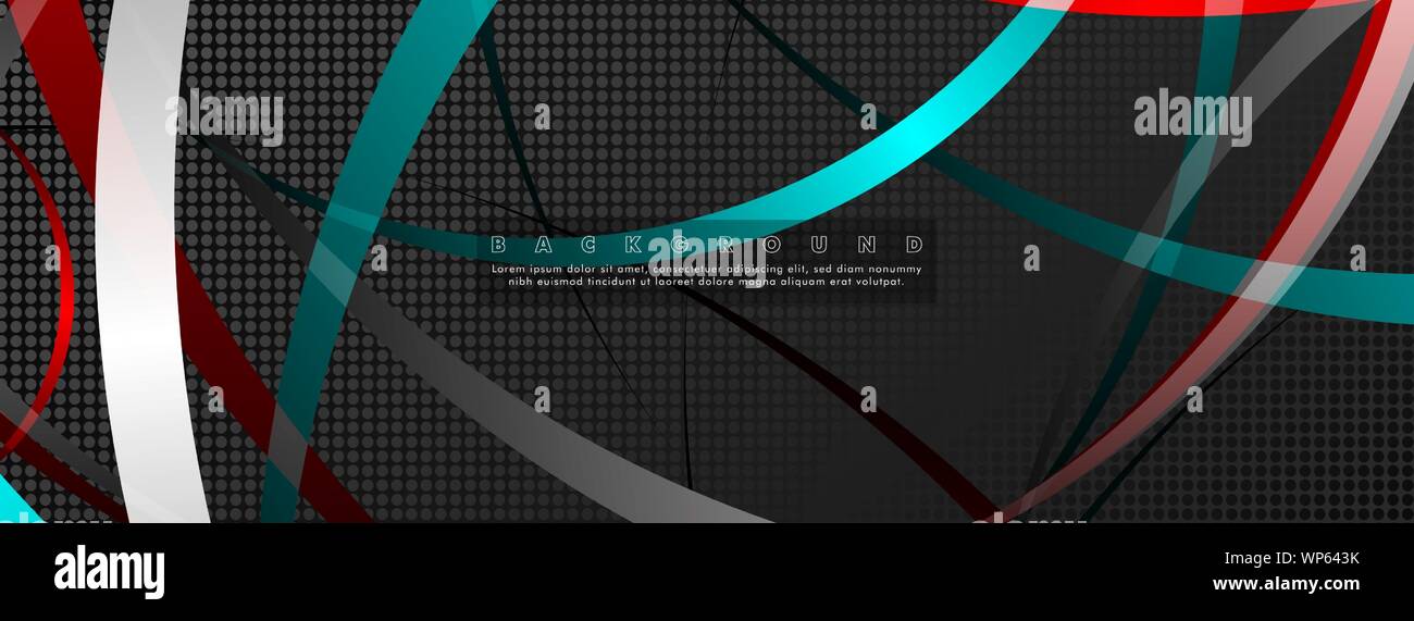 Curved abstract design with the background concept of a dark circle ...