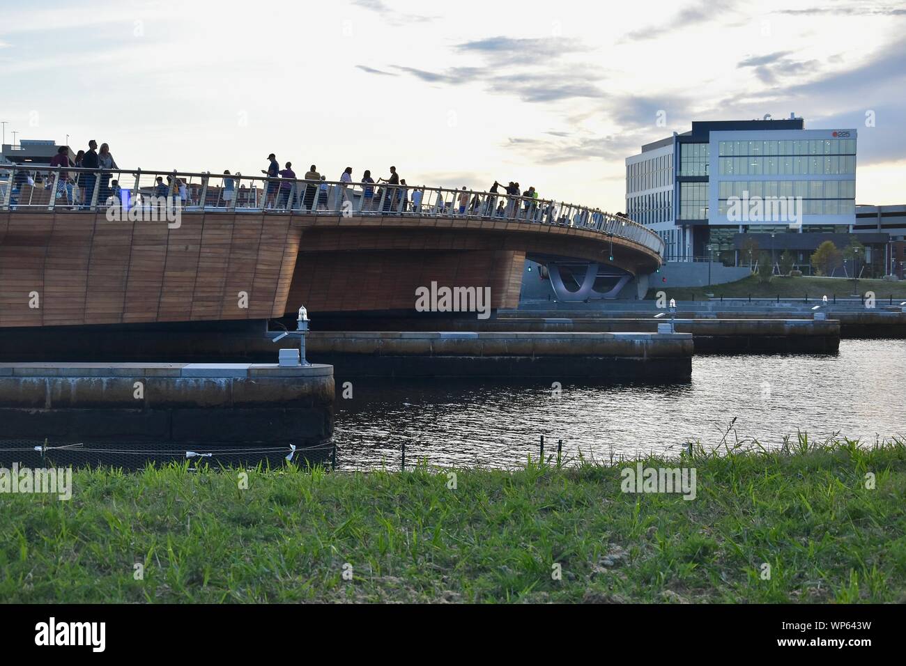 The new pedestrian bridge spanning the Providence River, Providence ...