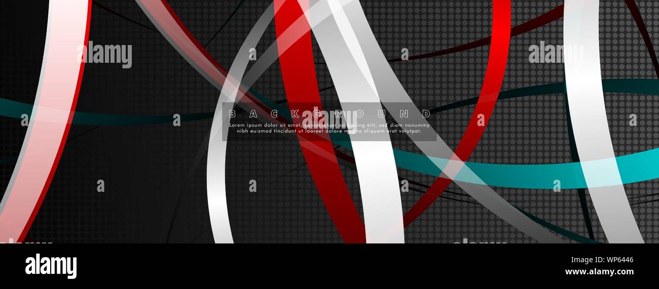 Curved abstract design with the background concept of a dark circle ...