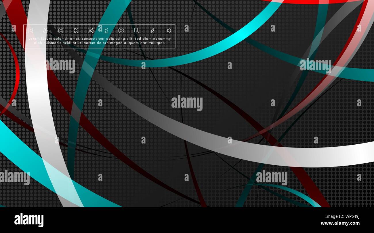 Curved abstract design with the background concept of a dark circle ...