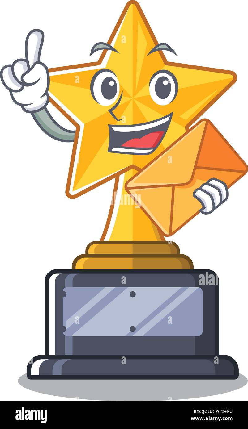 With envelope star trophy with the character shape Stock Vector Image ...