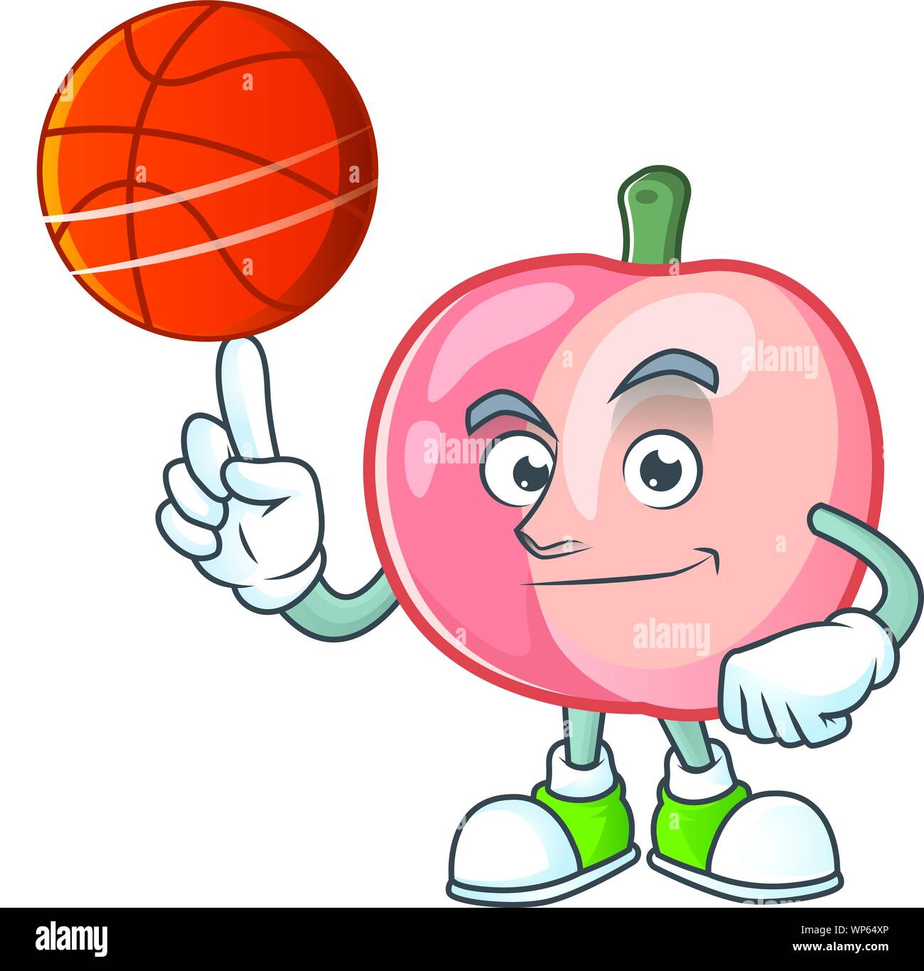 With basketball cartoon peach isolated on white background Stock Vector ...