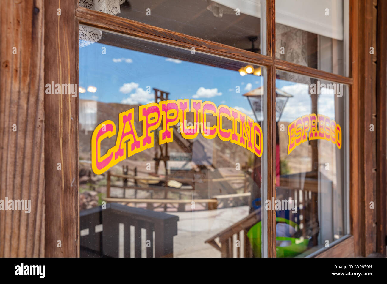 Calico ghost town California, USA. May 29, 2019. Calico cafe sign ...