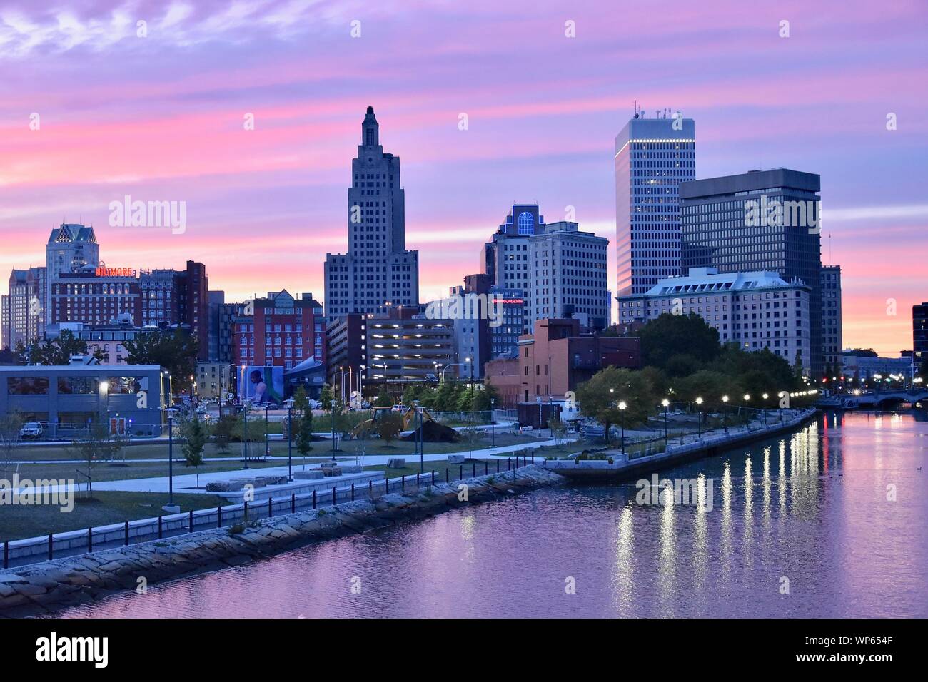 The Providence skyline as seen from across the Providence River, East ...