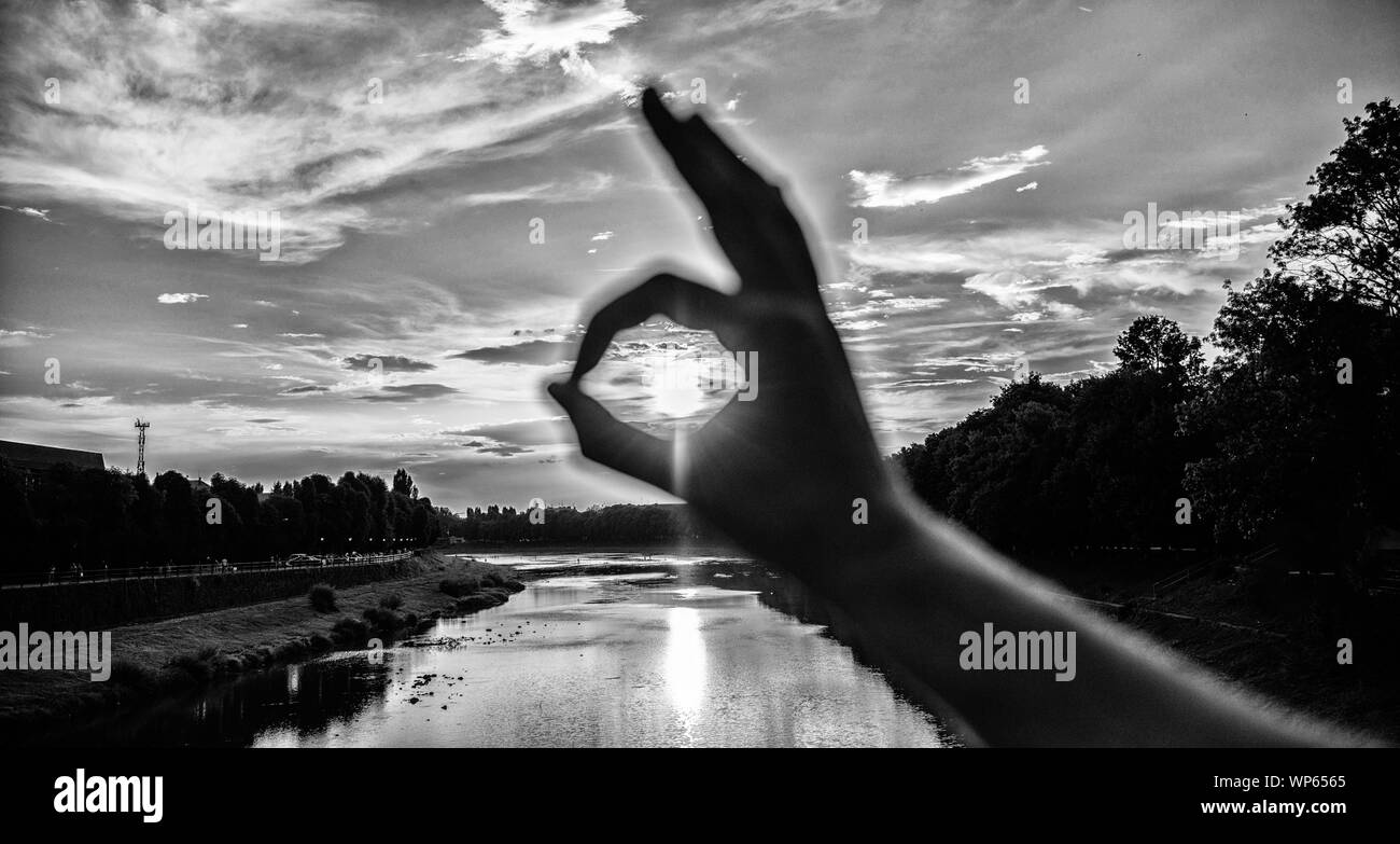 Ok gesture sign of best choice approve and confirm. Silhouette ok hand ...