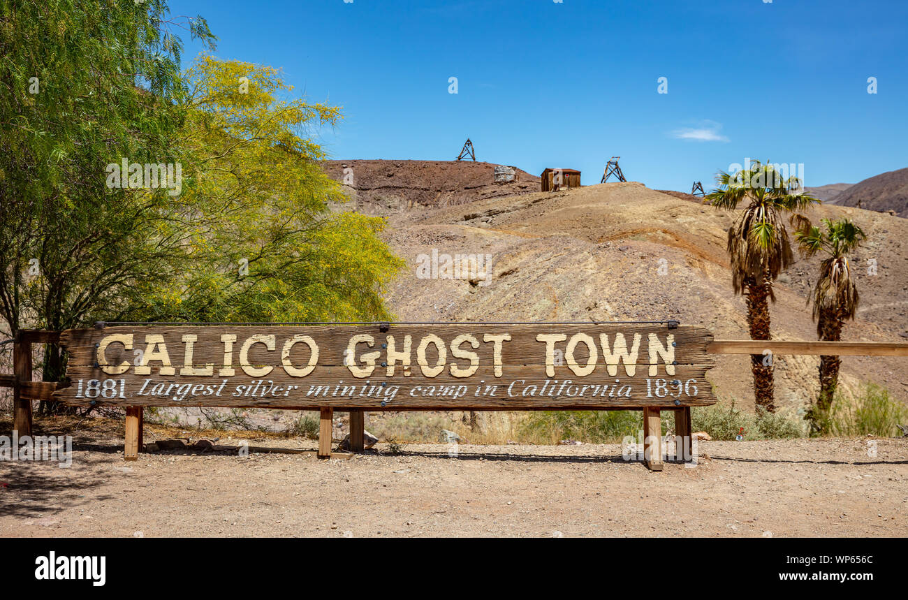 Calico ghost town California, USA. May 29, 2019. Old former silver ...
