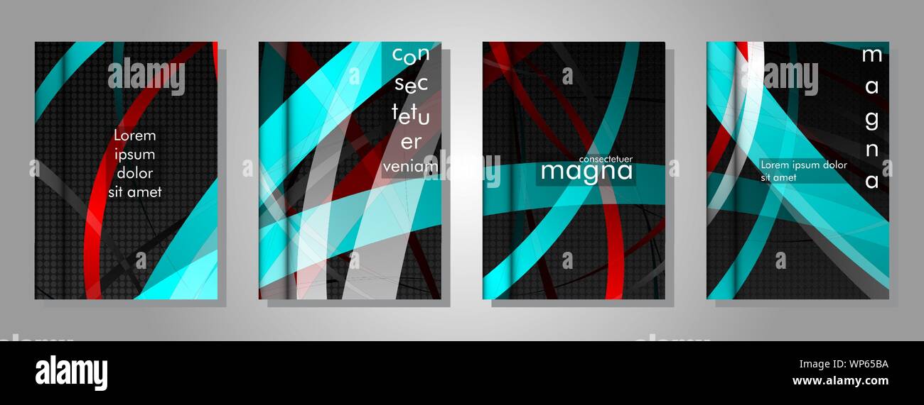 book cover collection. design with a colorful ribbon pattern on a metal ...