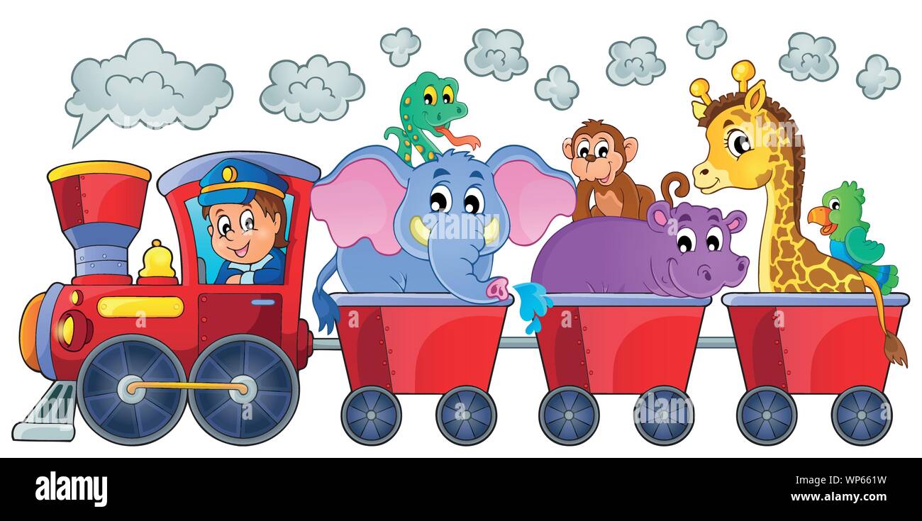 Train with happy animals Stock Vector Image & Art - Alamy