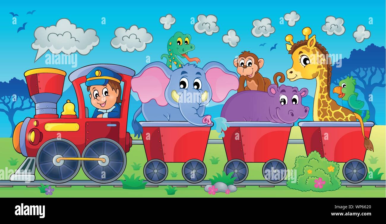 Train with animals in landscape Stock Vector Image & Art - Alamy