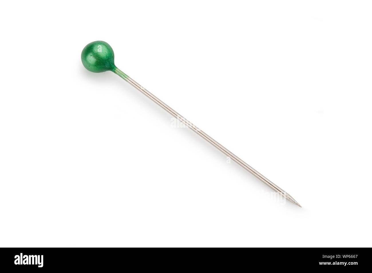 Green headed pin isolated on white background Stock Photo - Alamy