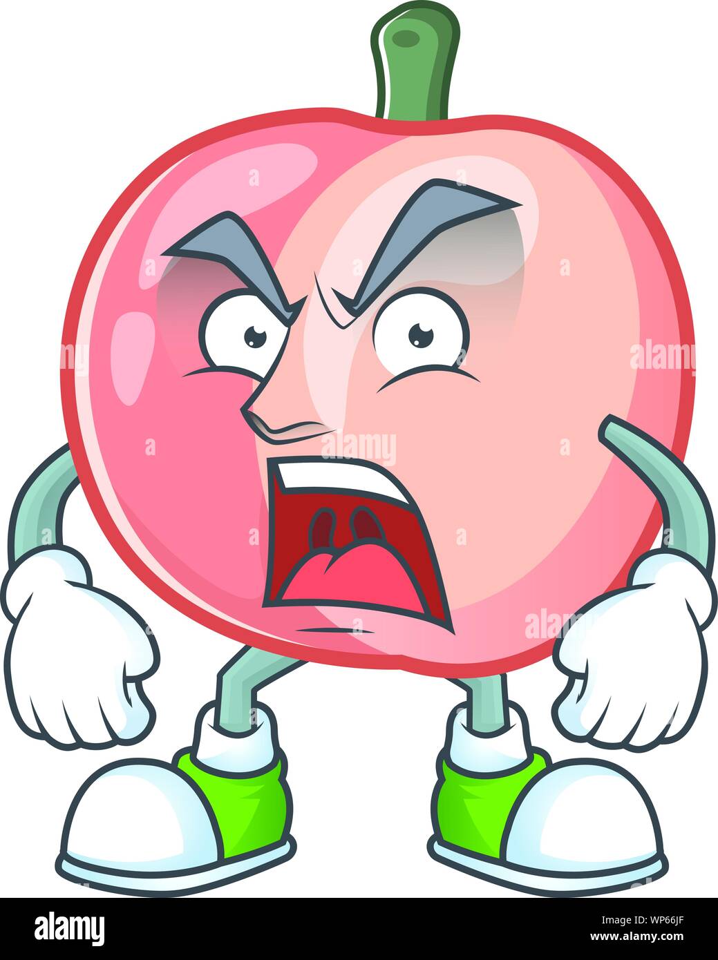 Angry whole peach cartoon for healthy fruit Stock Vector Image & Art ...