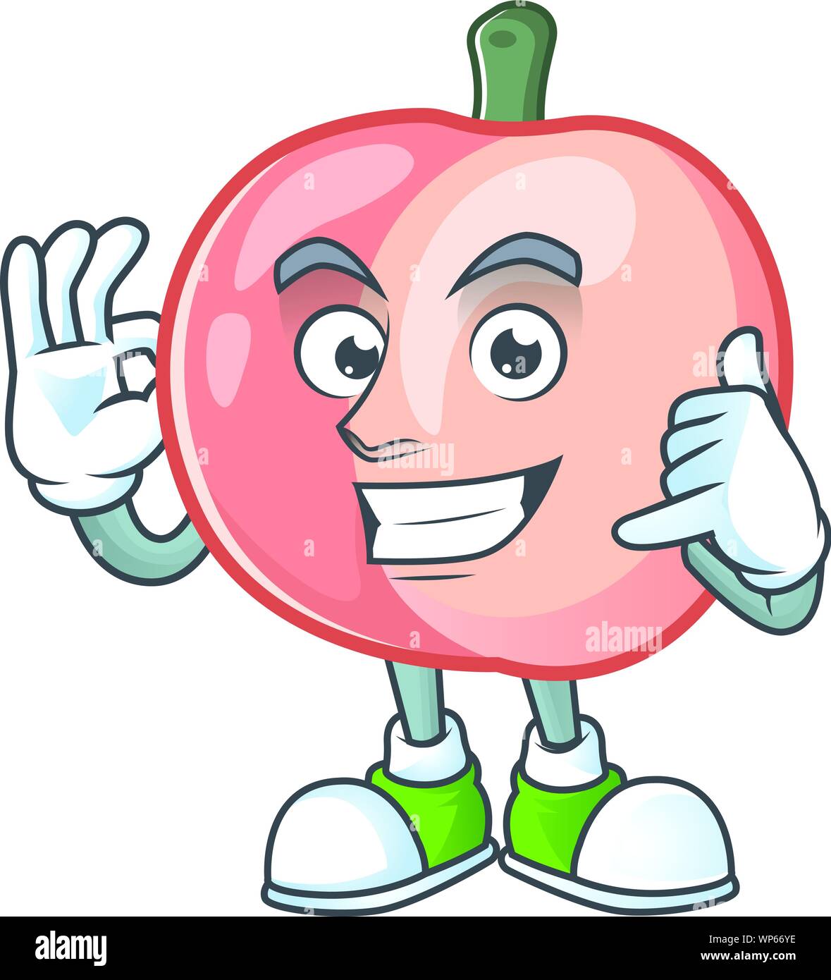Call me fruit peach fresh character with mascot Stock Vector Image ...