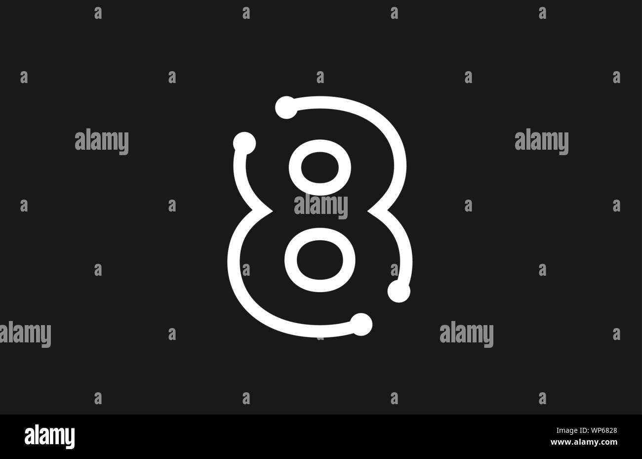 8 number black and white logo design with line and dots suitable as a ...