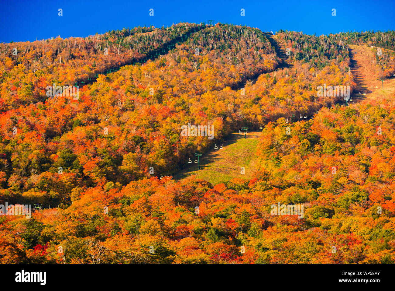 Ski trails at Stowe Mountain Resort during autumn, Stowe Vermont, USA ...