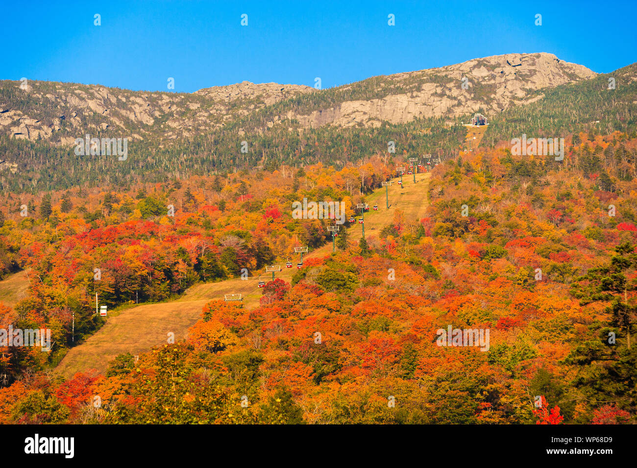Ski trails at Stowe Mountain Resort during autumn, Stowe Vermont, USA ...