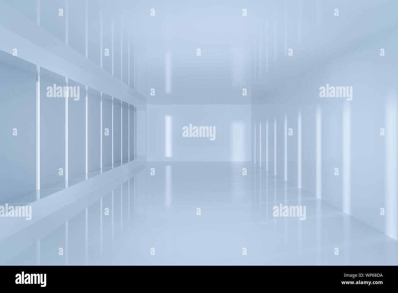 White empty room with sunshine from the side, 3d rendering. Computer ...