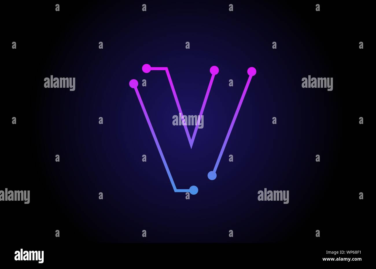 Alphabet letter logo icon design V in pink blue colors suitable for a ...