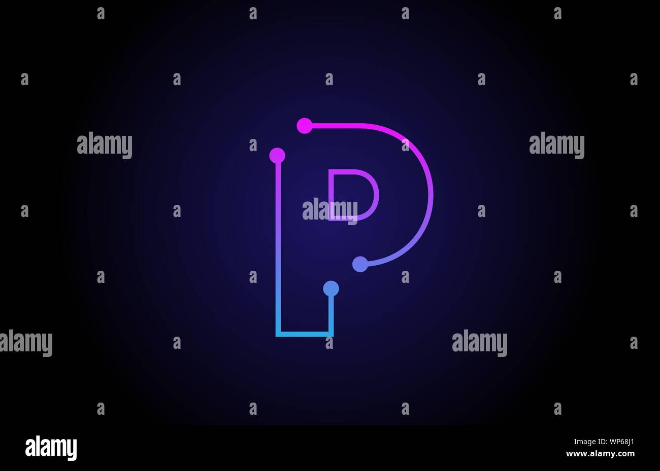 Alphabet letter logo icon design P in pink blue colors suitable for a ...