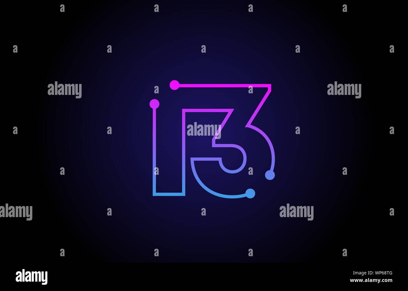 Number 13 logo icon design in pink blue colors suitable for a ...