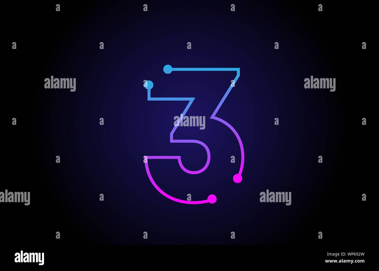 Number 3 logo icon design in pink blue colors suitable for a technology ...
