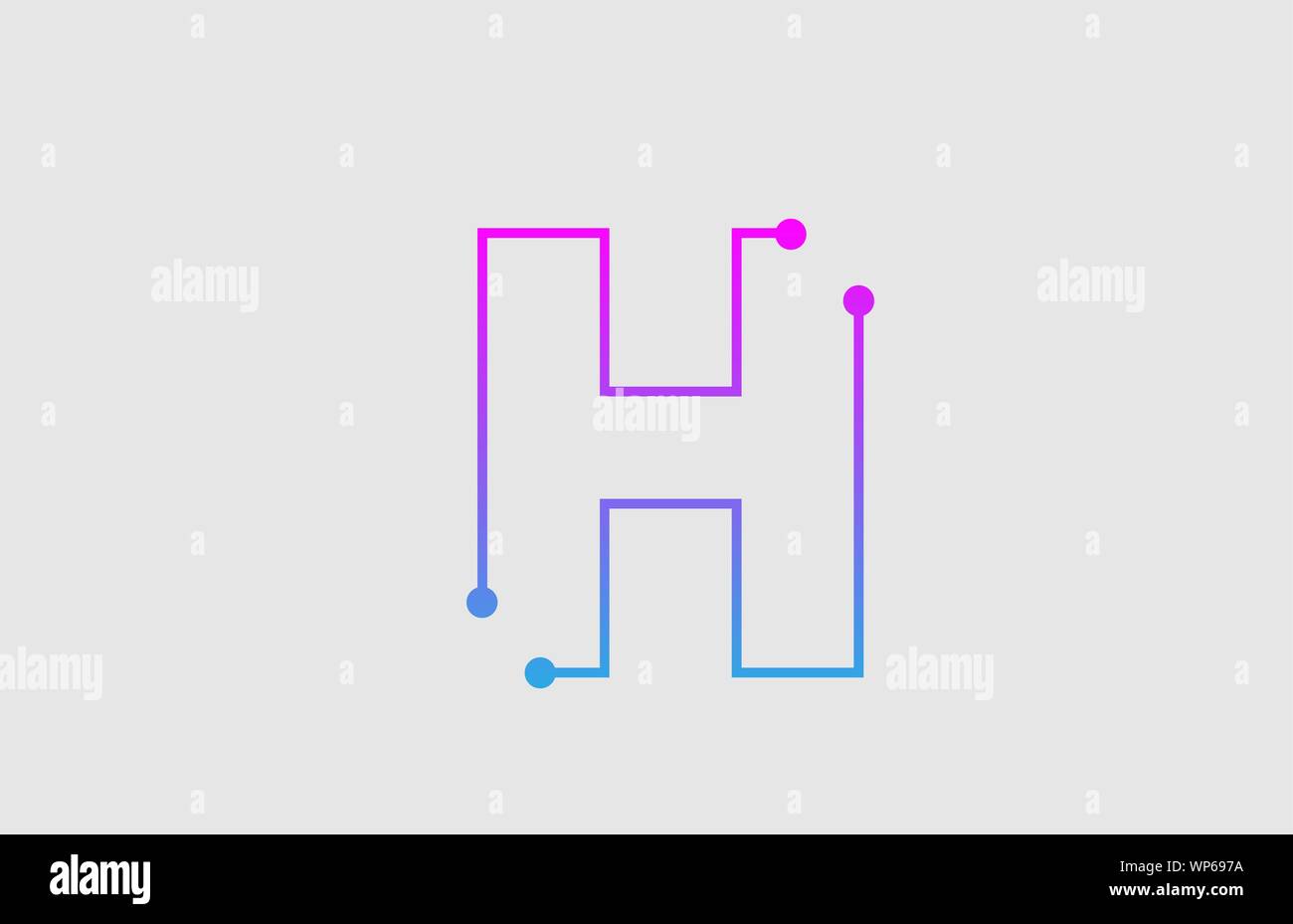alphabet letter H logo design with colors pink and blue suitable as an ...
