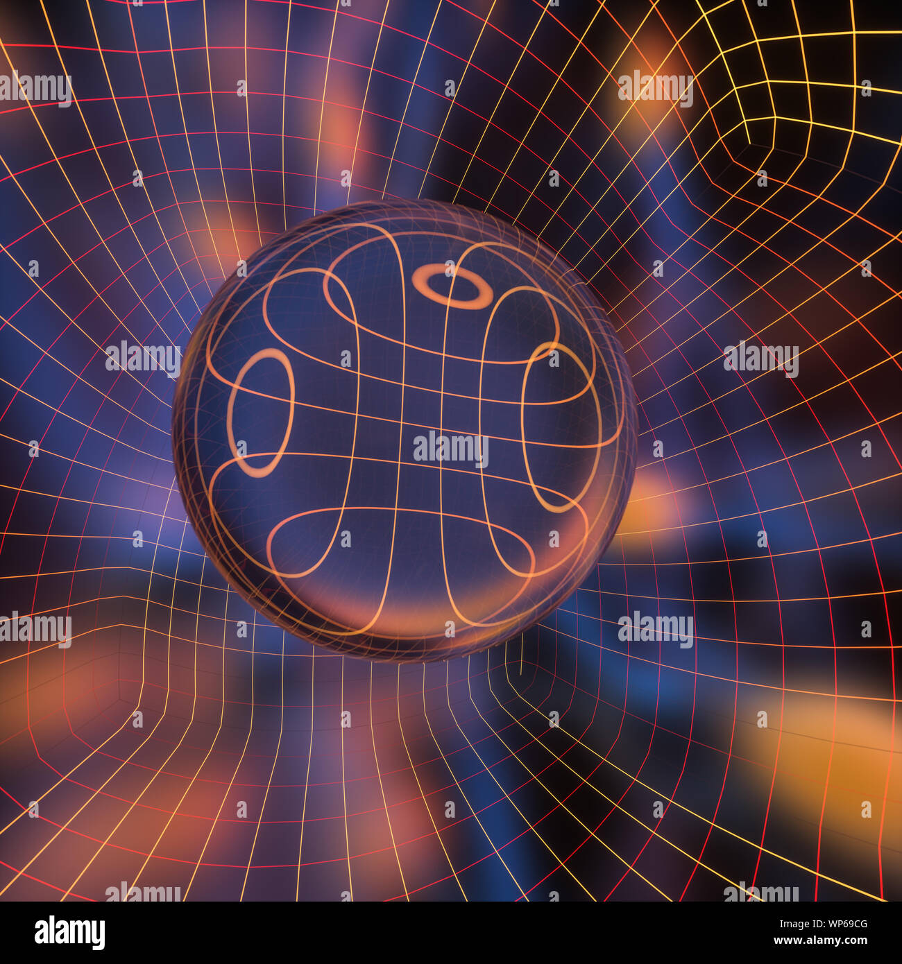 Colorful background and grid of atoms, 3d rendering. Computer digital ...
