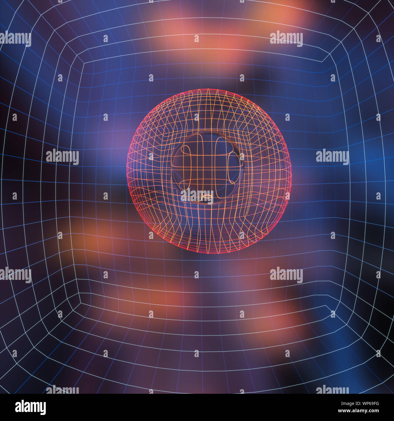 Colorful background and grid of atoms, 3d rendering. Computer digital ...