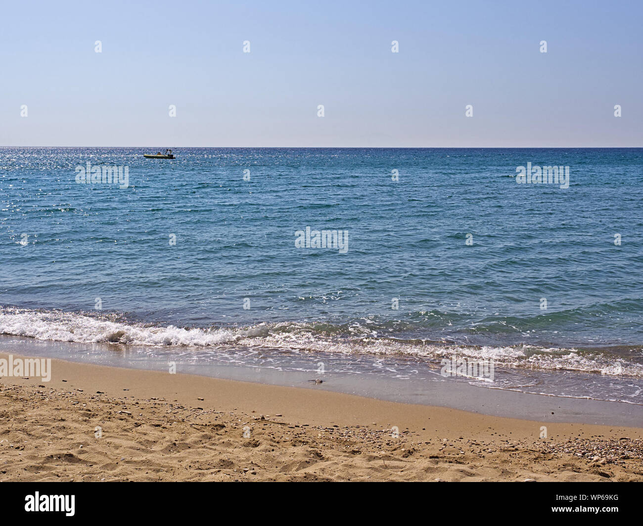 Beautiful summer sandy beach, of Komi in Chios island, Greece Stock ...