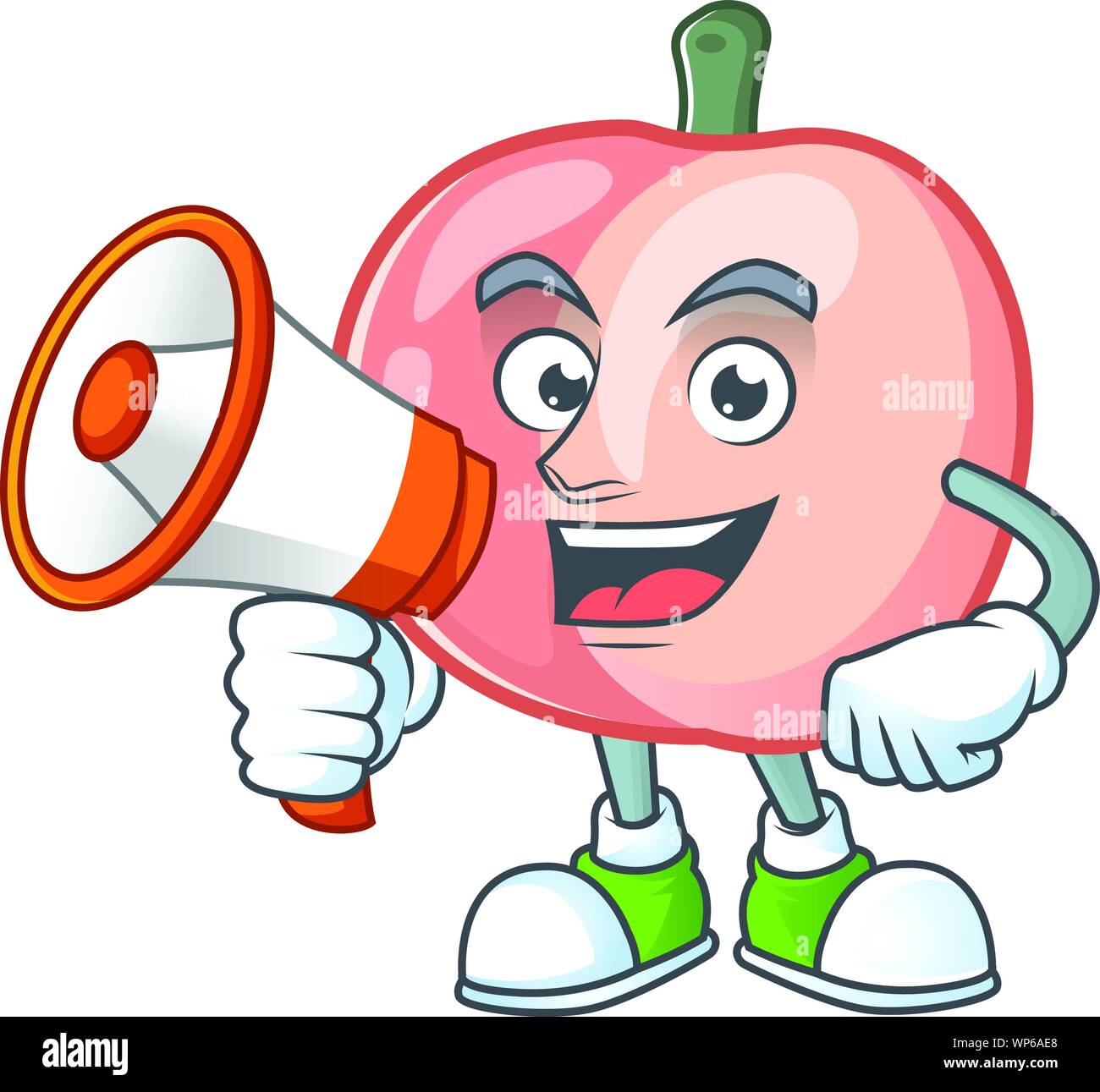 With megaphone cartoon peach isolated on white background Stock Vector ...