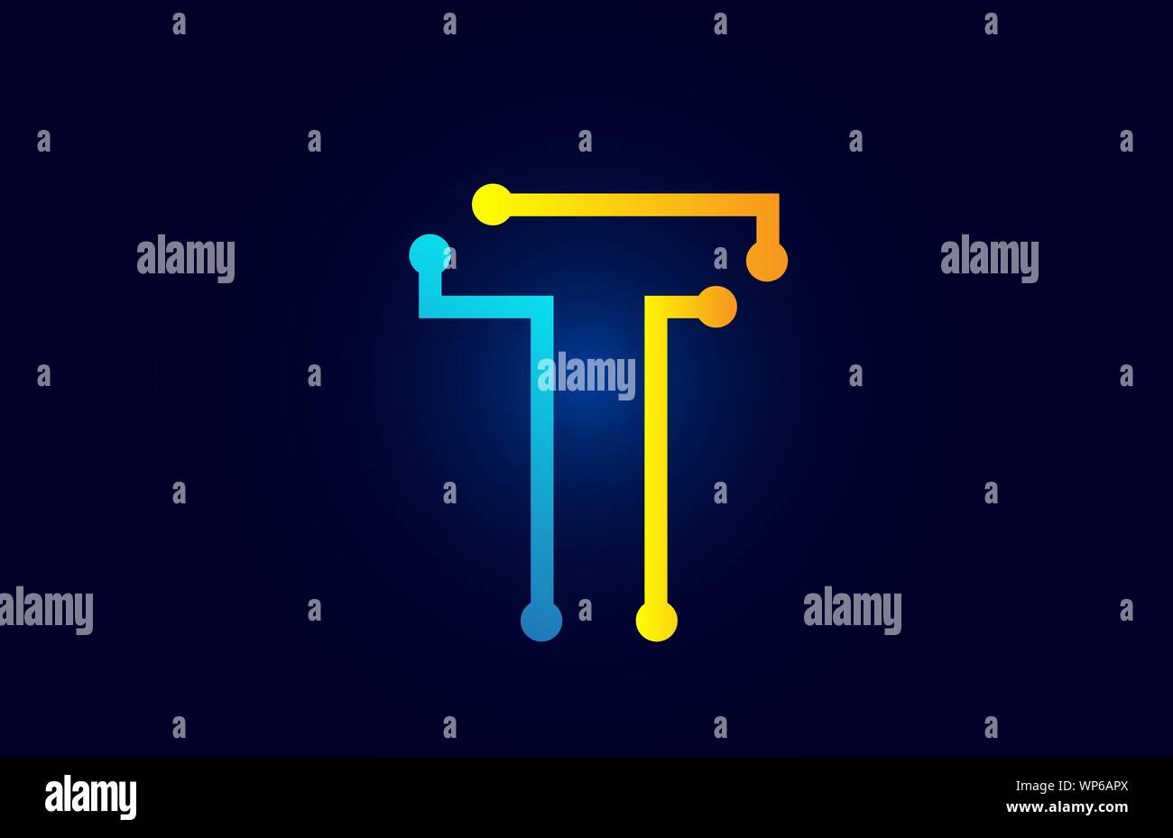blue and orange letter T alphabet logo icon design suitable as a ...