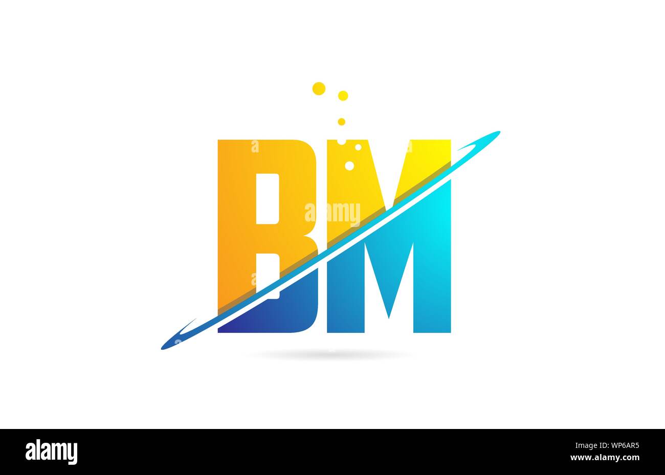 alphabet letter BM B M combination in blue and orange colors suitable ...